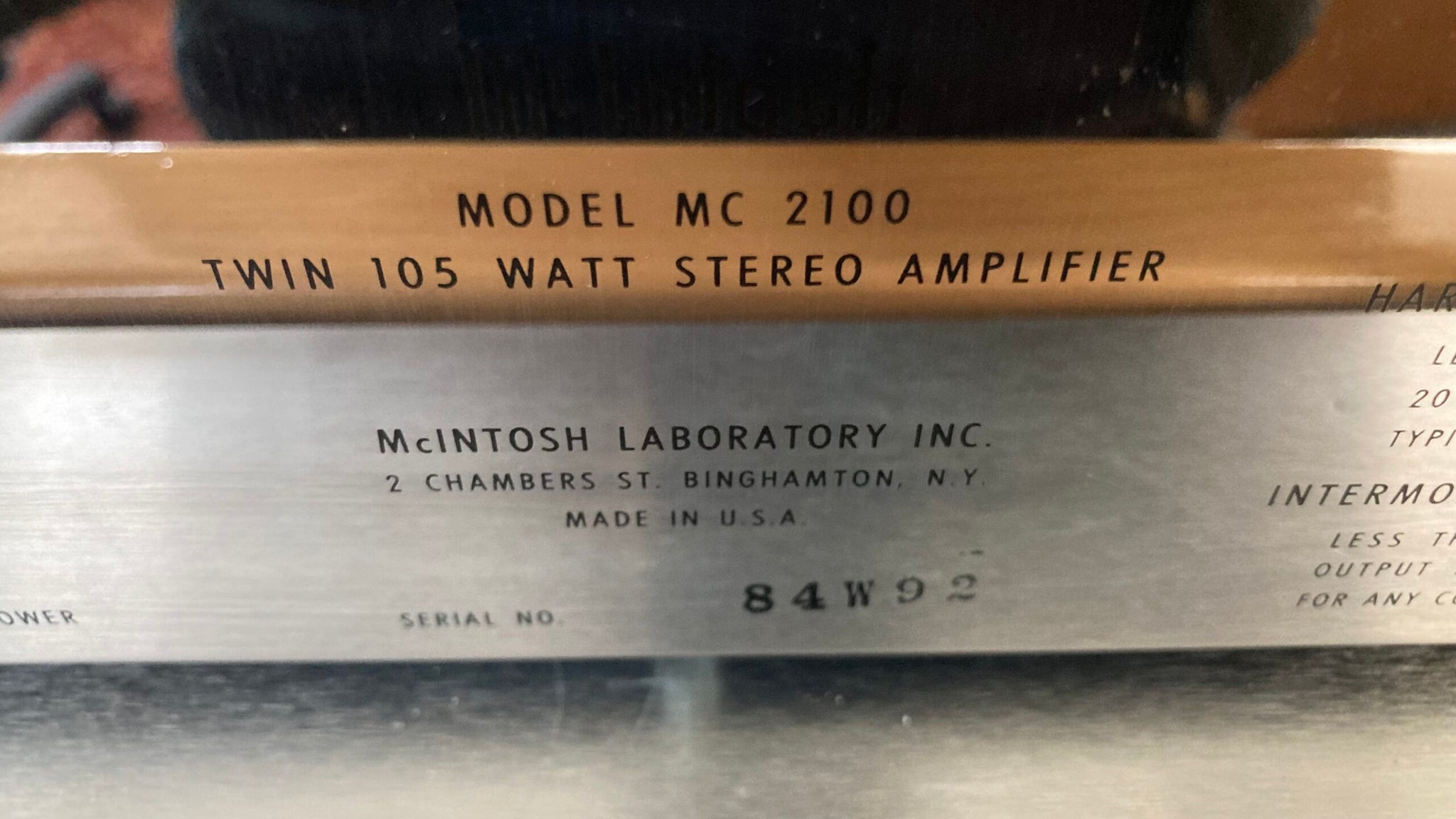 McIntosh MC 2100 PRE-OWNED – Audio Connection